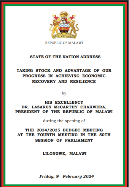Download 2024 SONA Speech by President Chakwera in PDF - Business Malawi